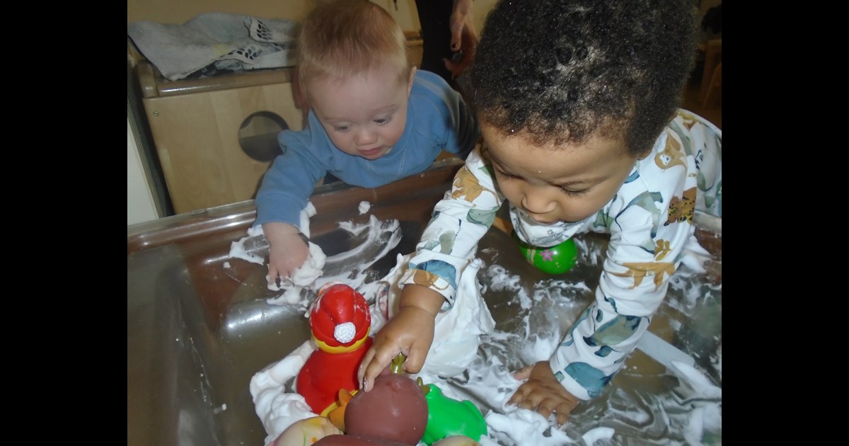 Sensory play with shaving foam